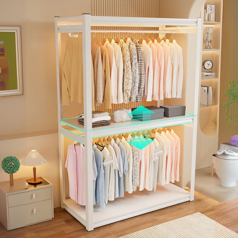 Flexible Shelf Steel Wardrobe Armoire in Chalk, Art Deco Style with ...