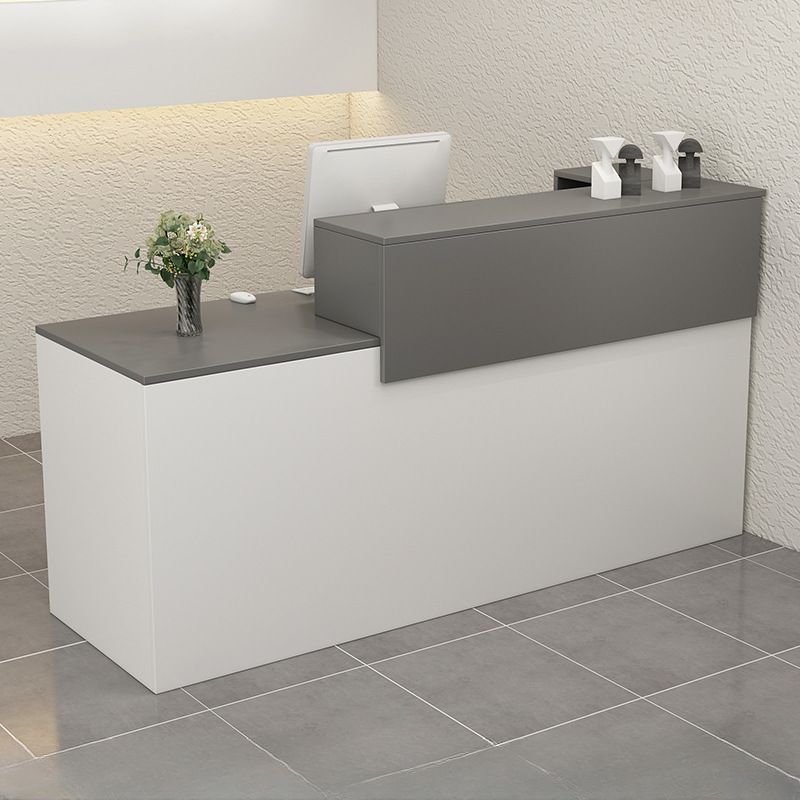 Rectangular Reception Desk with Hutch, Filing Cabinet, Locker, Keyboard ...