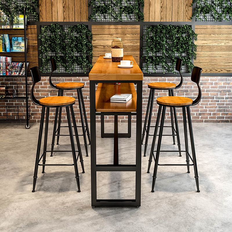Sleek Cocoa Sled Base Pub Table for 4 with Leg Support and Foot ...