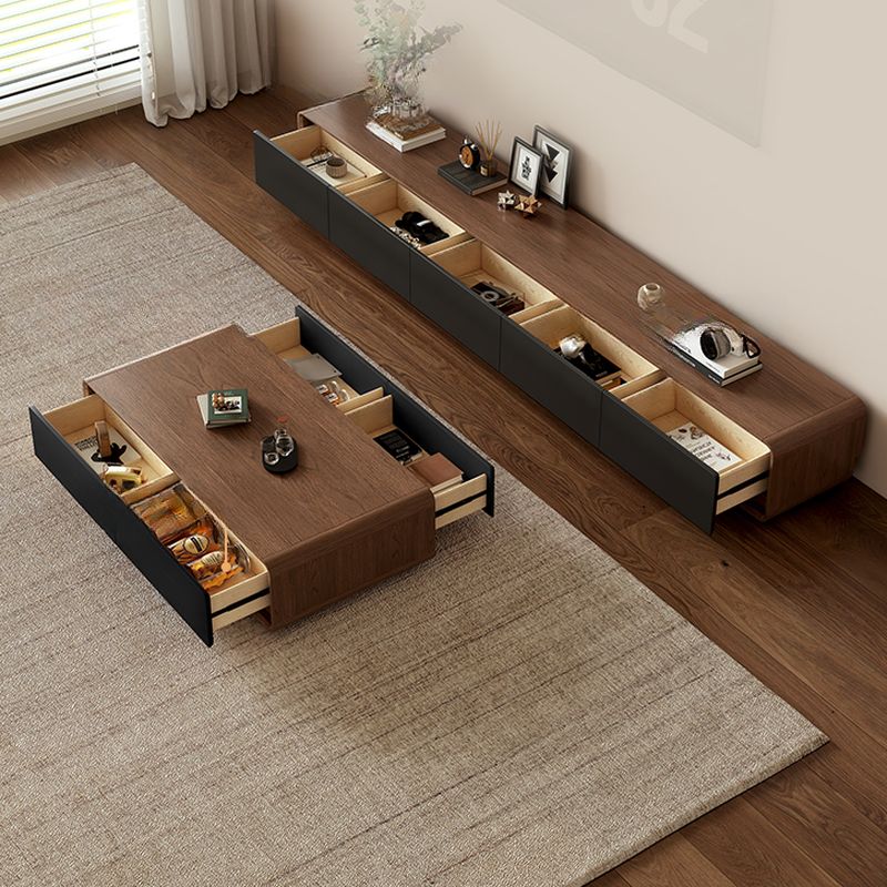 Art Deco Composite Wood Rectangular TV Stand with 4 Drawers and Cable ...