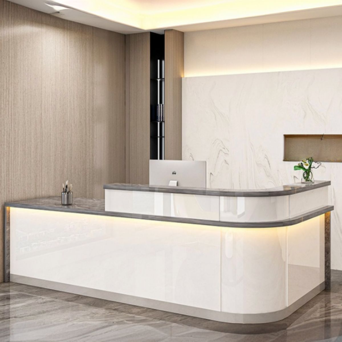 Solid Wood Top Hydrophobic Corner Desk with Desk Return, 1 Cabinet ...