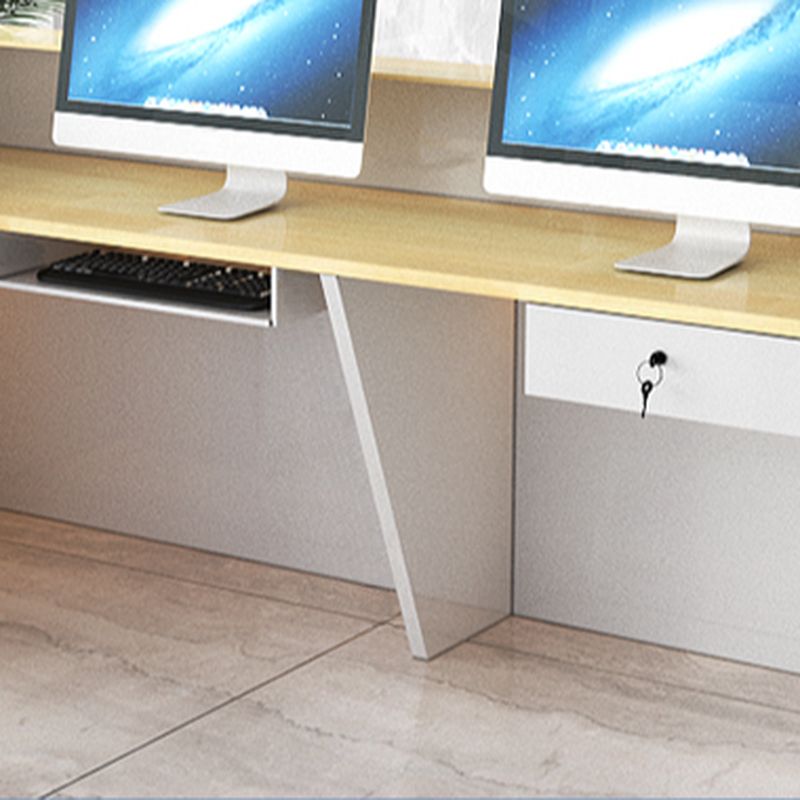 L-Shape Reception Desk with Hutch, Closet, Keyboard Tray, and ...