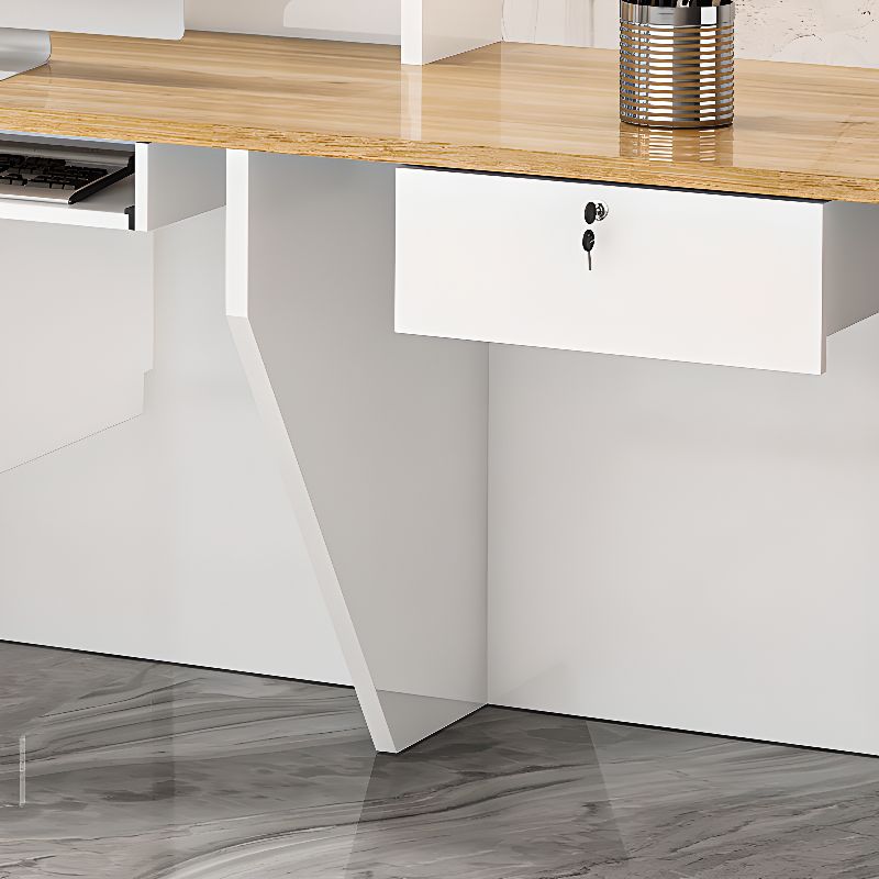 Orange Solid Wood Top Hydrophobic Corner Desk with Desk Return, 1 ...