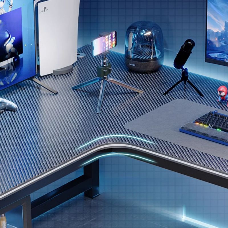 Art Deco L-Shape Office Computer Desk in Ink/Sepia with Reclaimed Wood ...