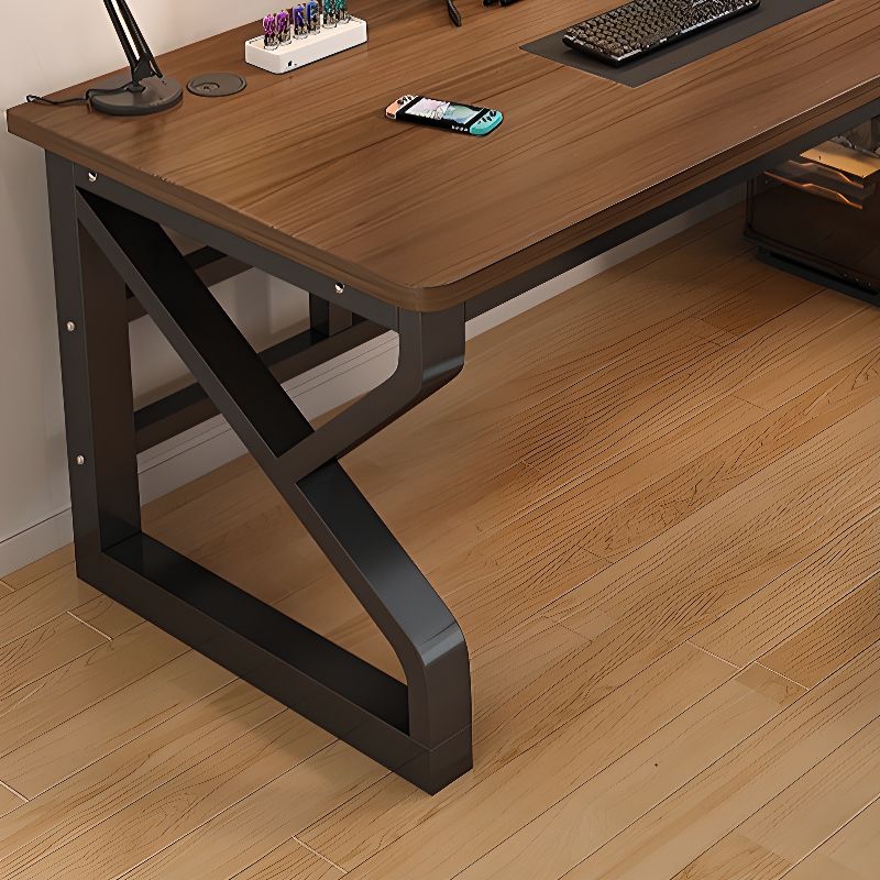 Contemporary Rectangle Lumber Office Computer Desk with Integrated ...