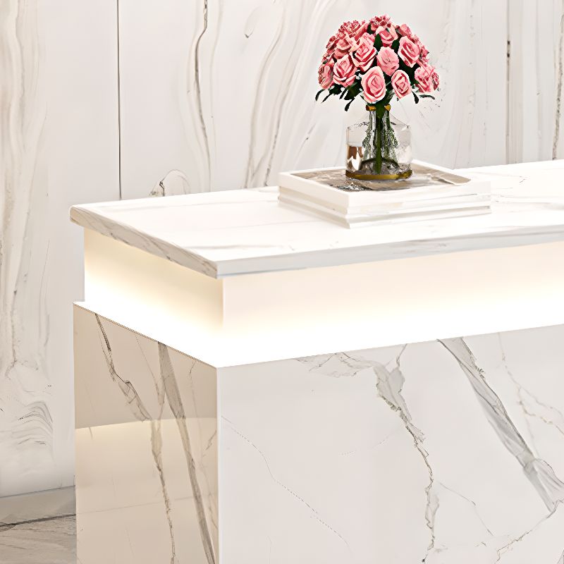 Rectangle Reception Desk with Hutch, Cabinets, Keyboard Tray, Cable ...