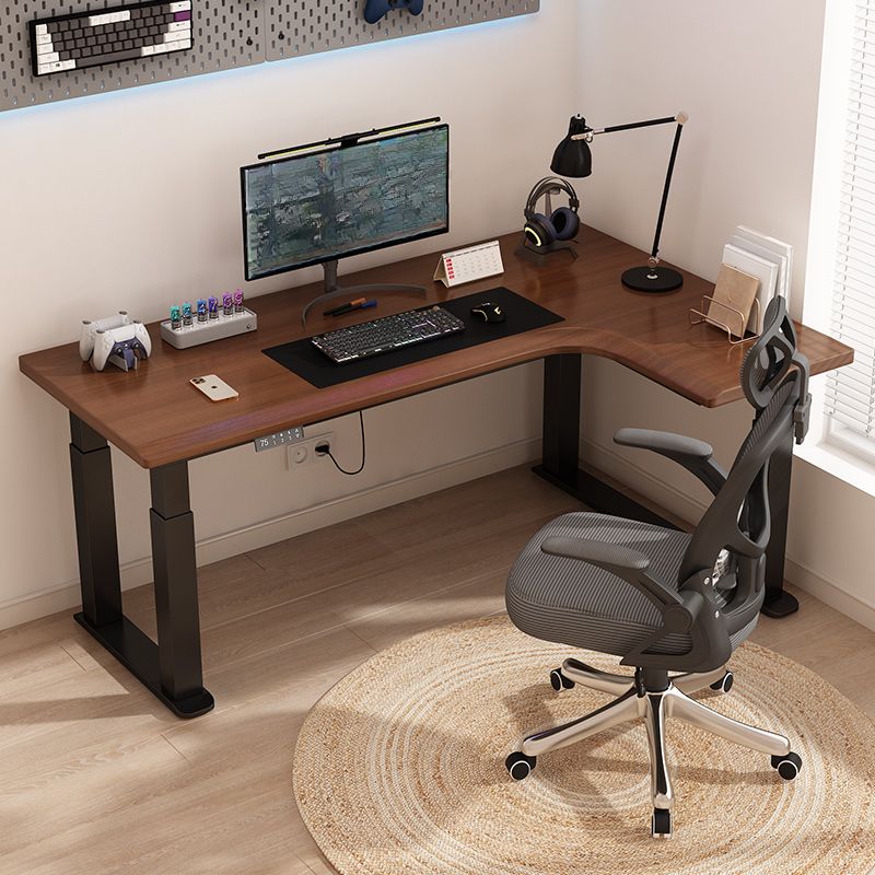 2 Legs Midnight Black Composite Wood Computer Stand with Adaptable ...