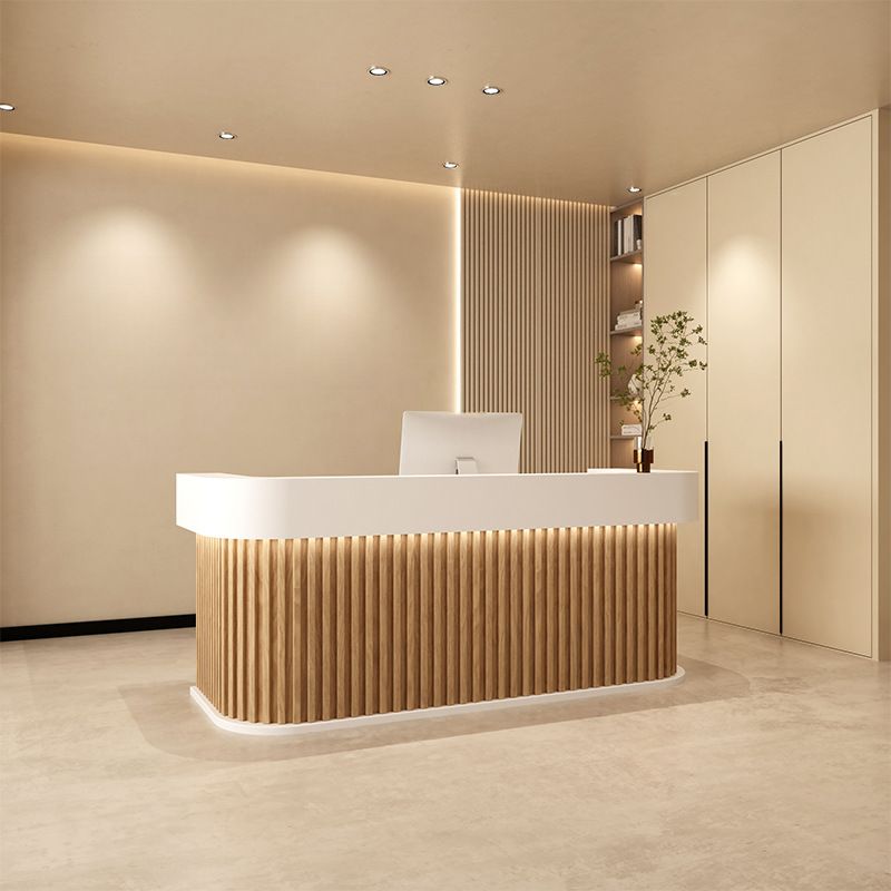 Rectangle Reception Desk with Hutch, Locker, Keyboard Tray, and ...