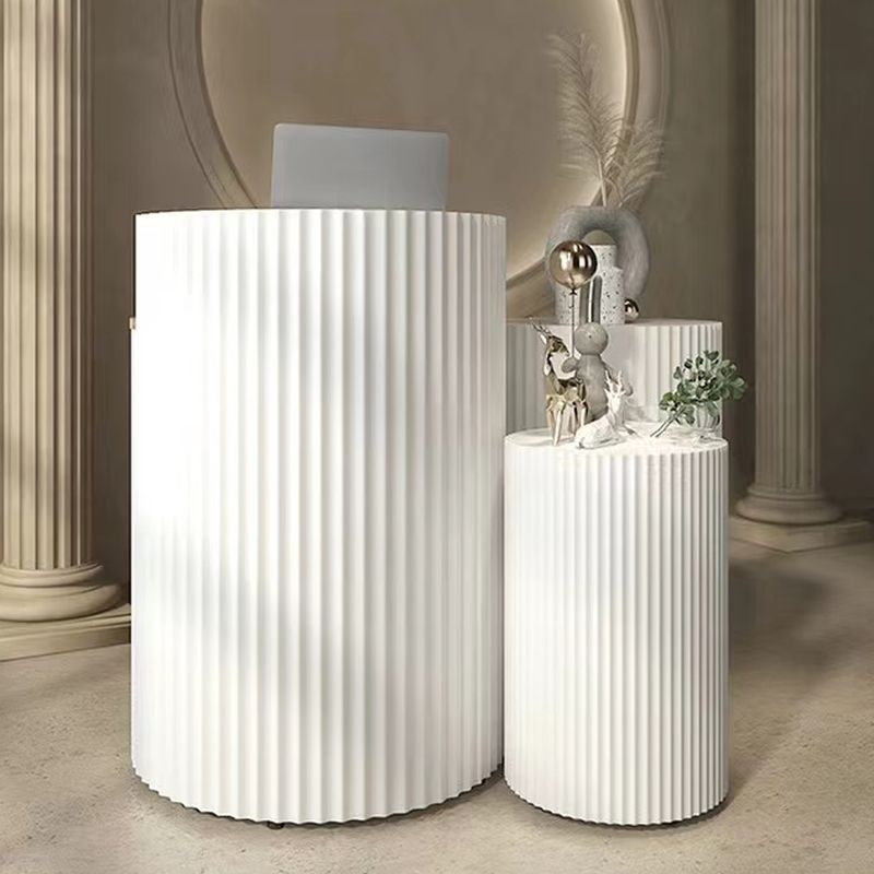 Contemporary Ink Half-circle Reception Desk with Manufactured Wood Top ...