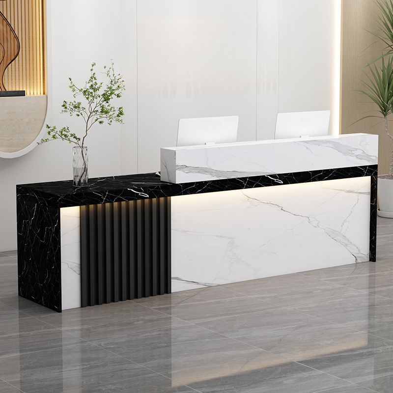 Rectangle Reception Desk with Hutch, Cupboard, Keyboard Tray ...