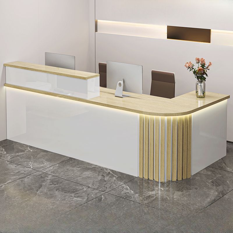 L-Shape Unfinished Color Manufactured Wood Top Reception Desk with Desk ...