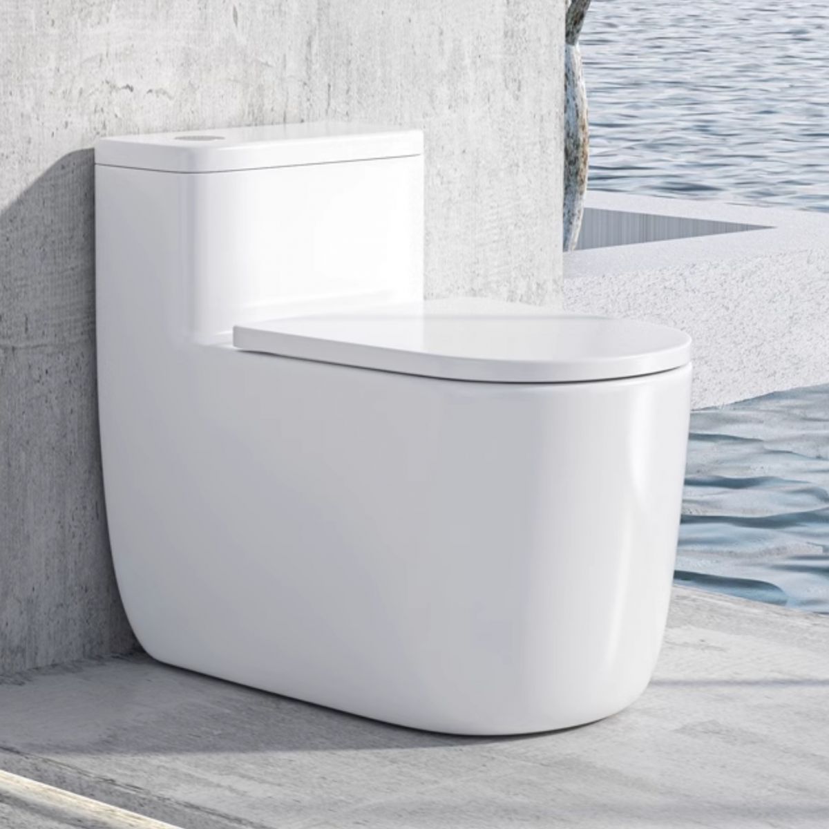 Toilette monobloc contemporaine avec jet siphon, 16" brut, siège ...