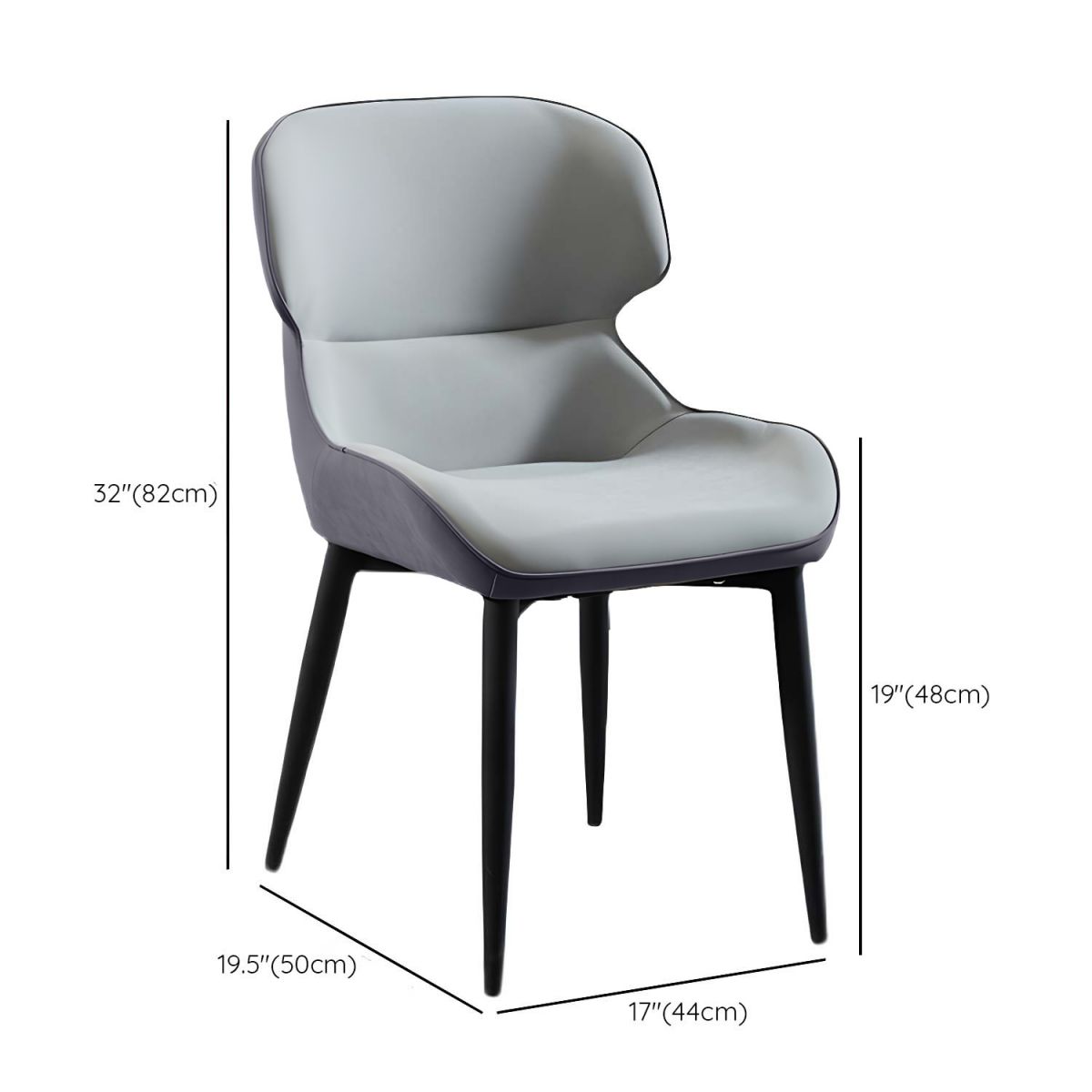 Nordic Style Metal Armless Dining Chairs Wingback Side Chair for Home ...