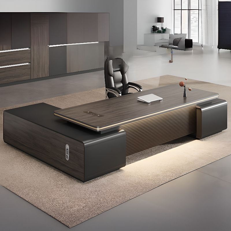 Modern Executive Office Desk with CPU Cabinet, Secured Cabinet, Cable ...