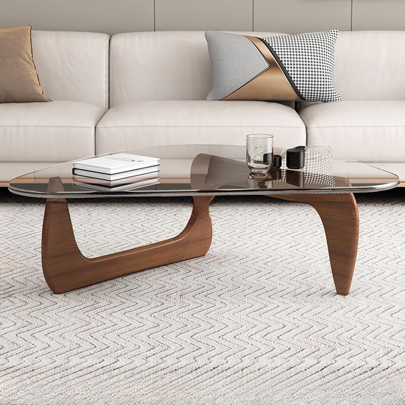 Modern Triangular Hardened Glass Top Coffee Table with Two-sided ...