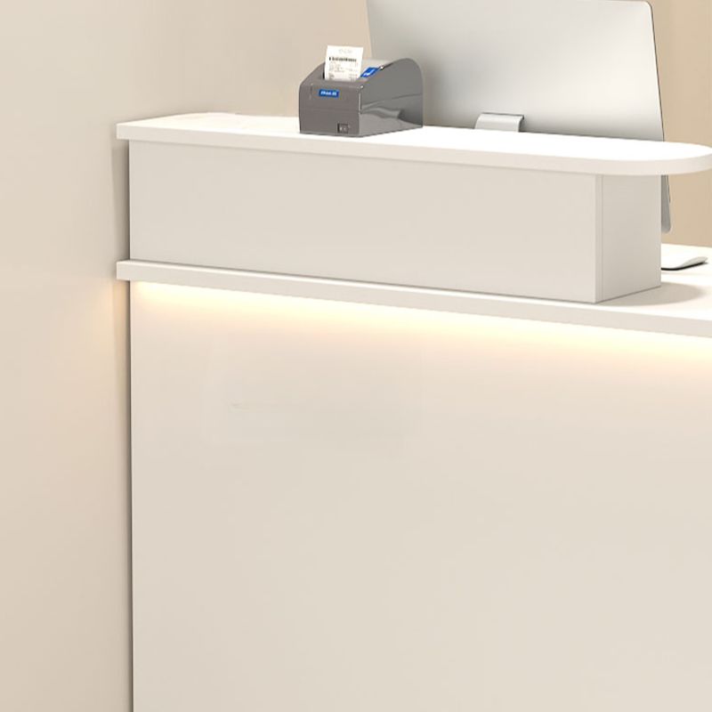 Rectangle Reception Desk with Stone Top, Locker, Keyboard Tray, and ...