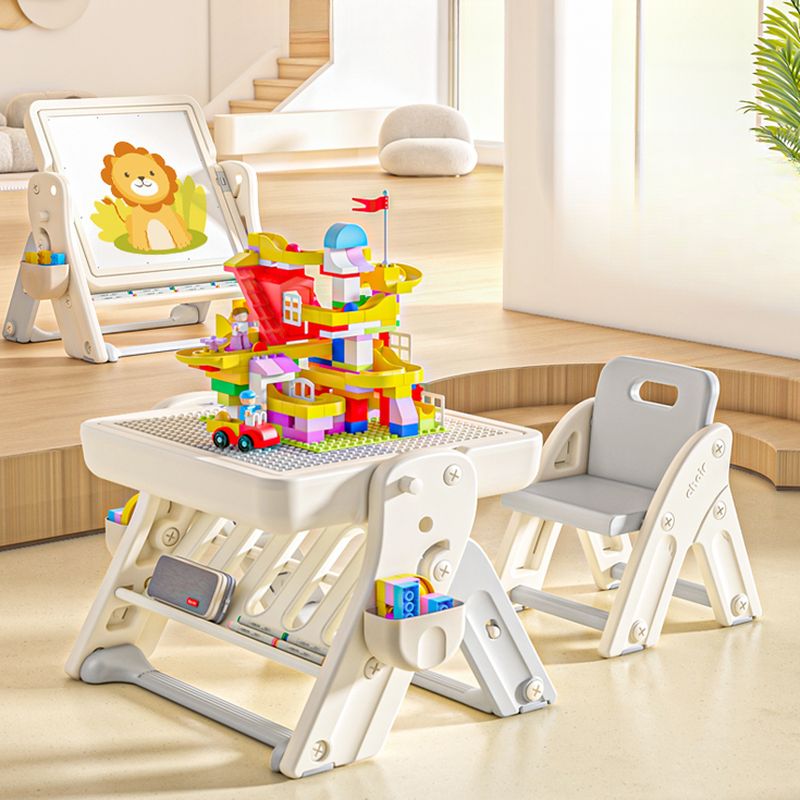 Hellgrauer Kinderspieltisch mit Polymer-Verbundsitz, 2-teiliges Set mit ...