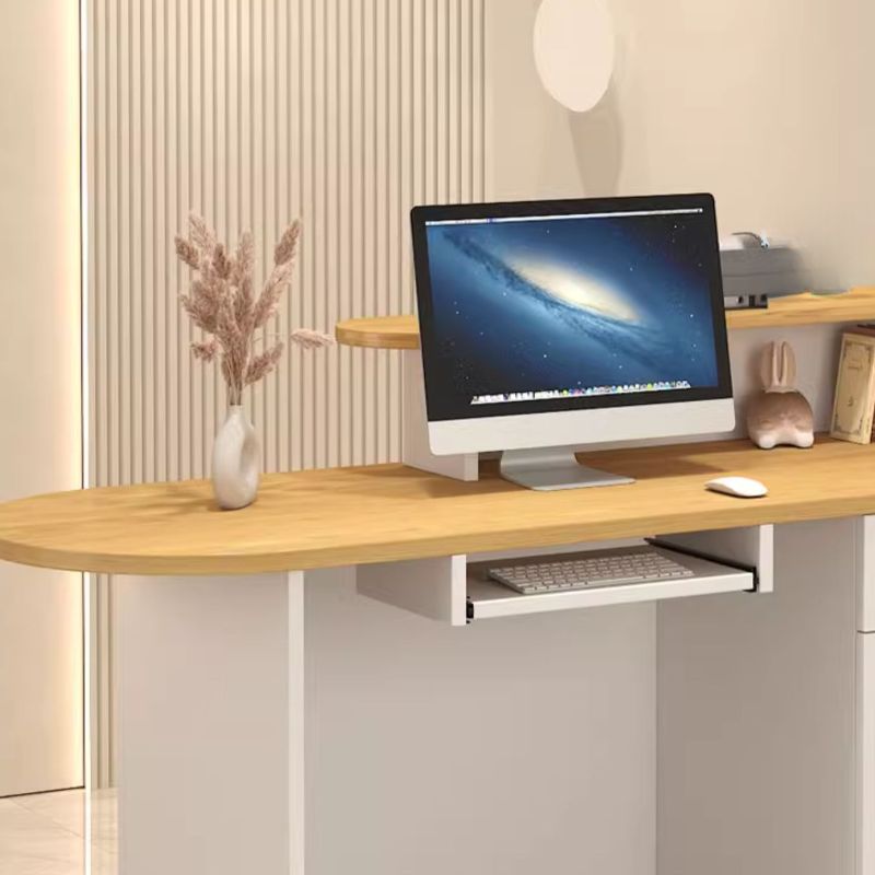 Rectangle Reception Desk with Stone Top, Locker, Keyboard Tray, and ...