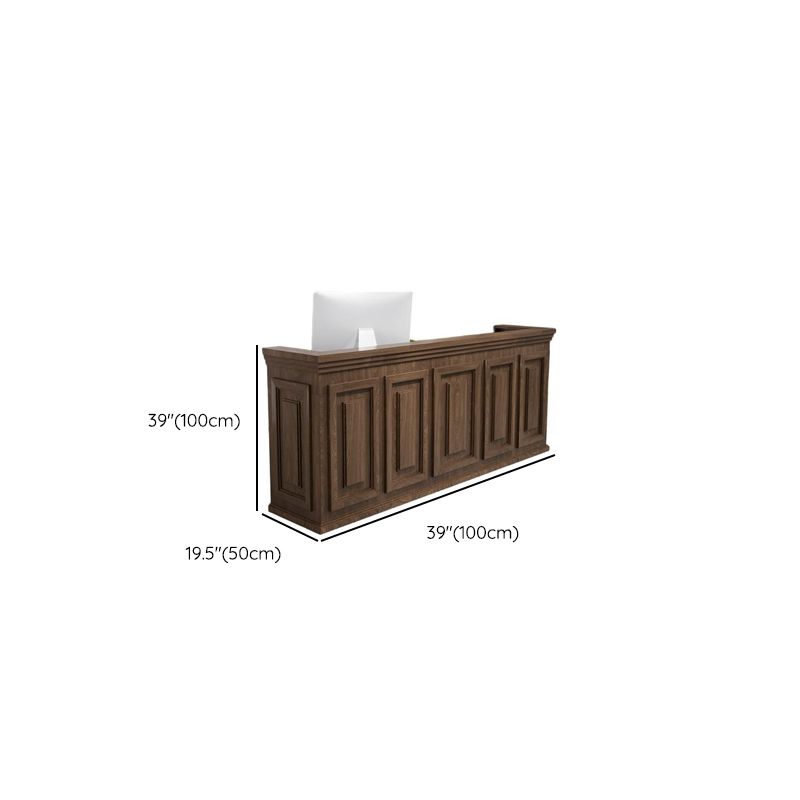 Cocoa/Tan Solid Wood Top Rectangular Reception Desk with Hutch ...
