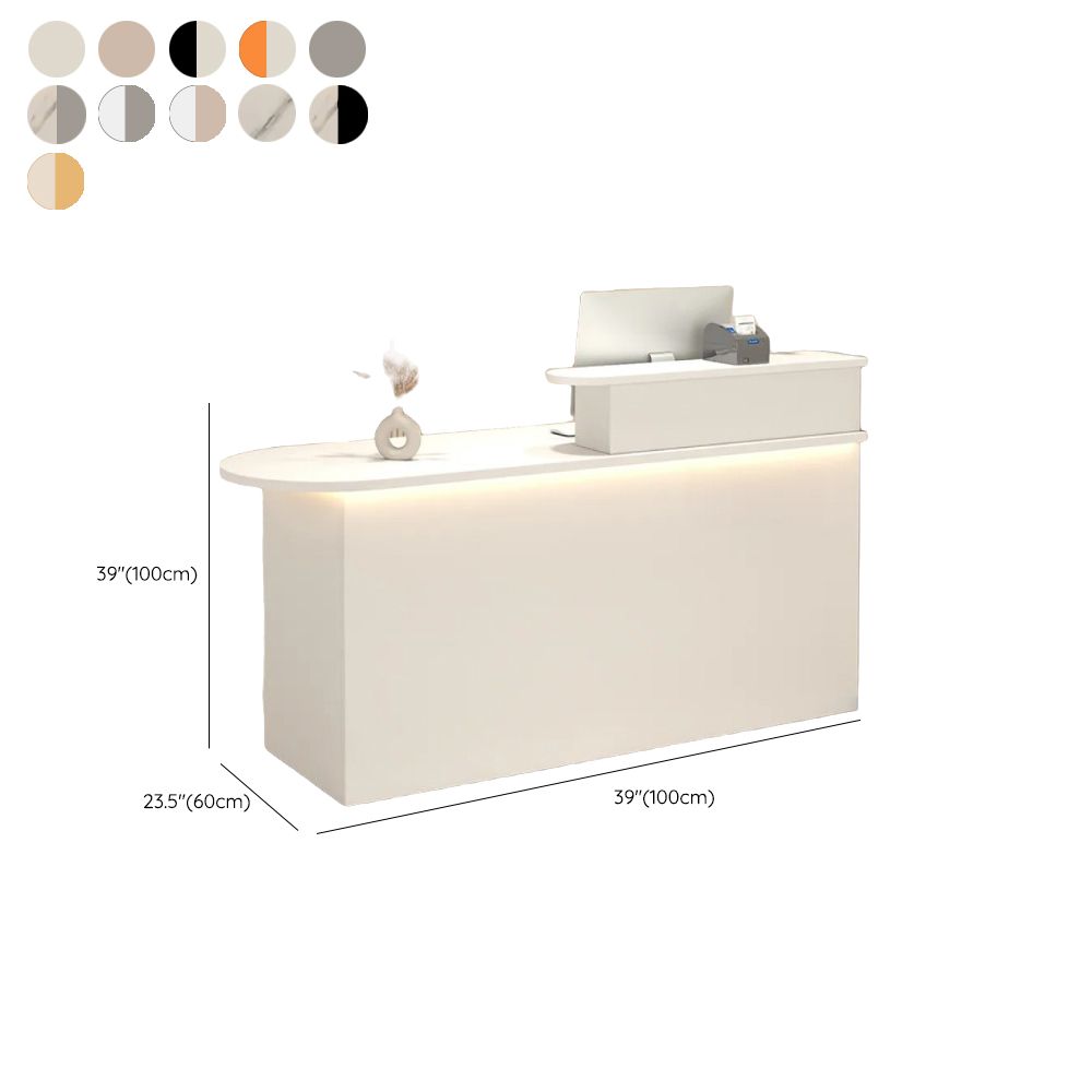 Rectangle Reception Desk with Stone Top, Locker, Keyboard Tray, and ...