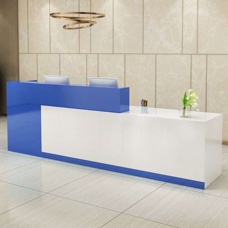 Rectangular Reception Desk with Hutch, Keyboard Tray, Manufactured Wood ...