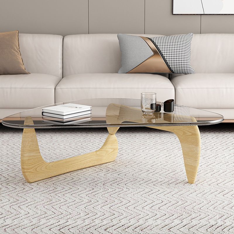 Modern Triangular Hardened Glass Top Coffee Table with Two-sided ...