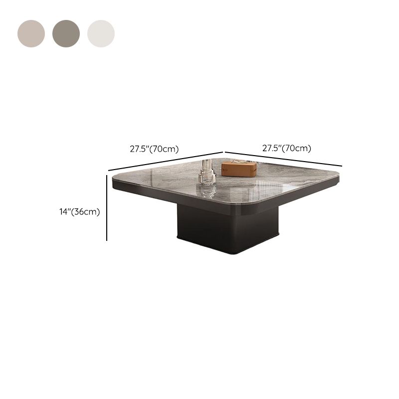 Gray Sintered Stone Square Double Nesting Coffee Table with Plinth Base ...