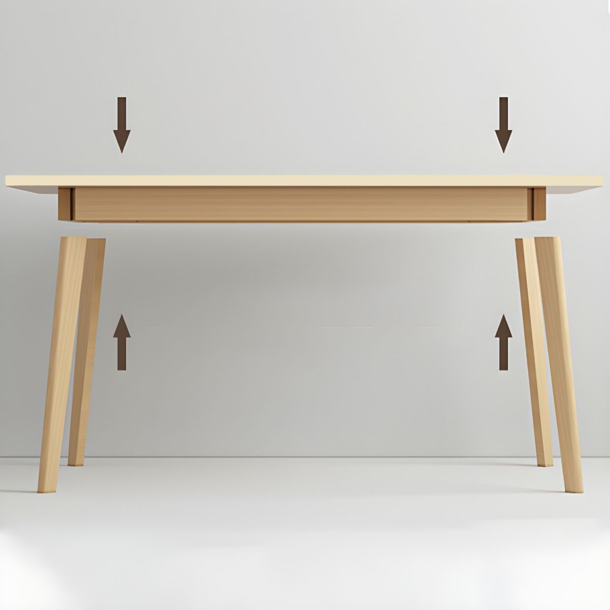 Modern Solid Wood Rectangular Office Desk with 4 Bold Solid Wood Frame ...