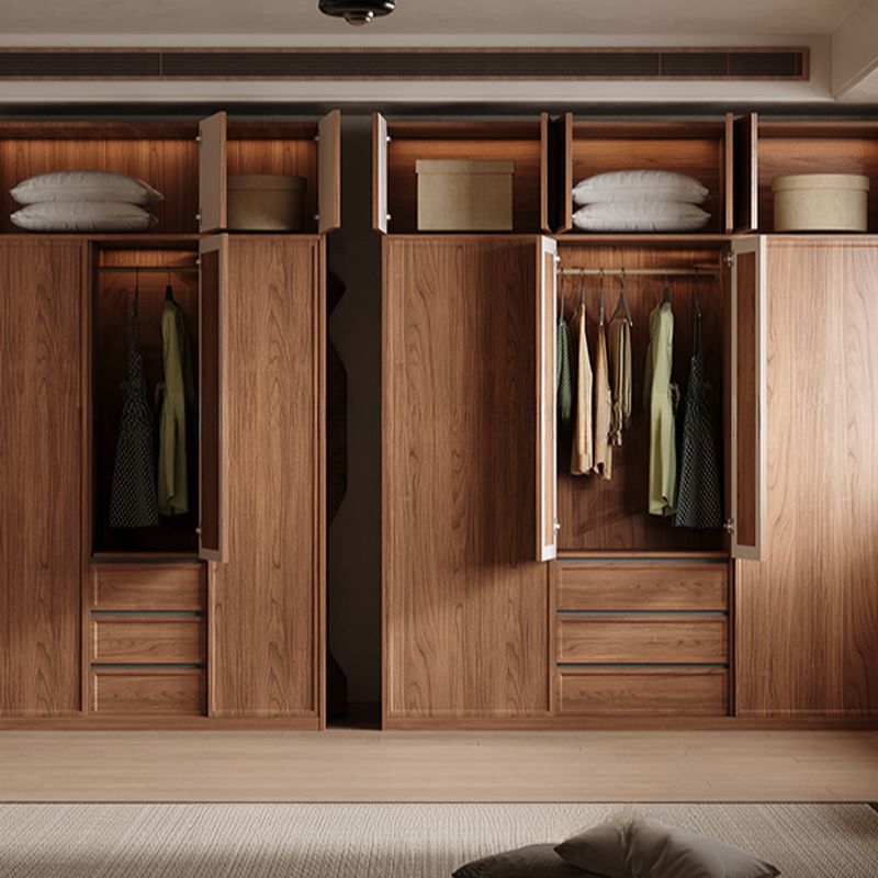 Trendy Cocoa Lumber Wardrobe Closet with Rattan Soft Close Door, Soft ...