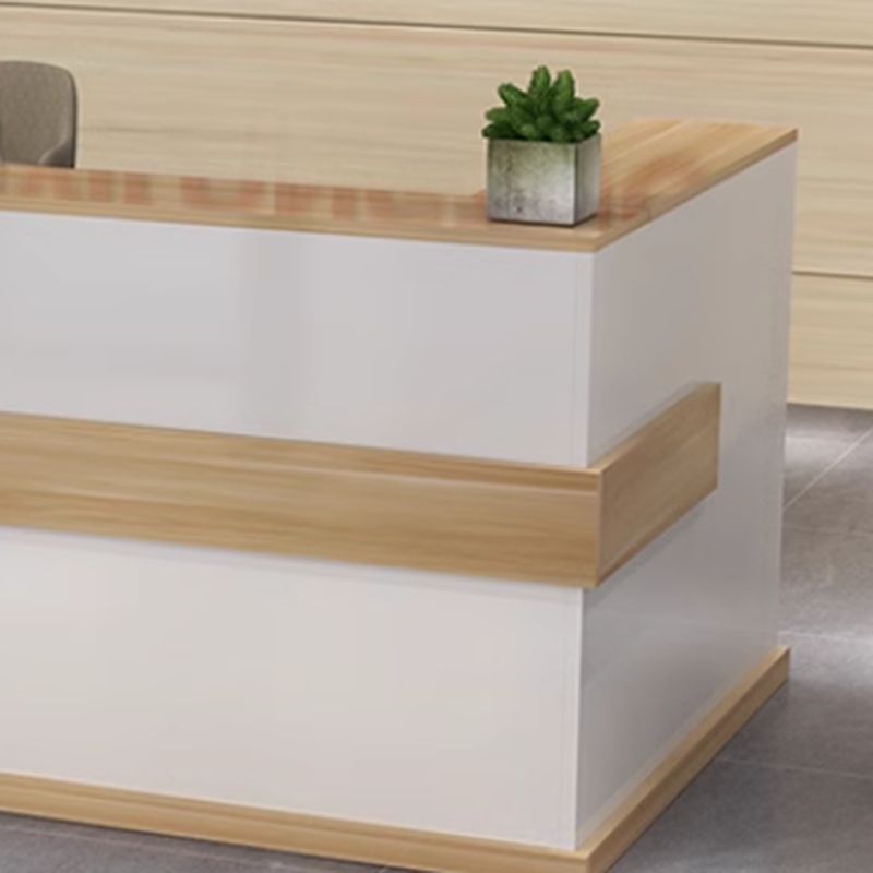 L-Shape Manufactured Wood Top Reception Desk with Keyboard Tray, Desk ...