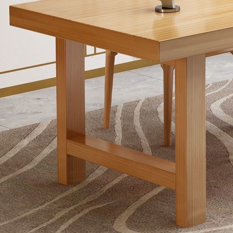 Modern Computer Work Desk with H-Shape Base, Chestnut Rectangular ...