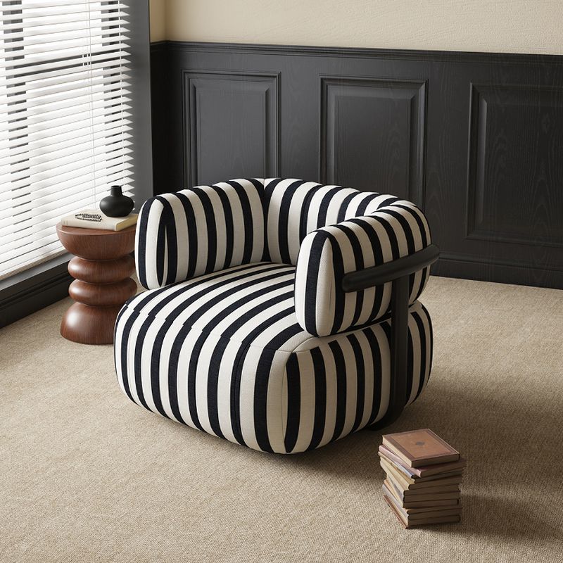Fauteuil à rayures avec dossier fixe, accoudoir, style minimaliste ...