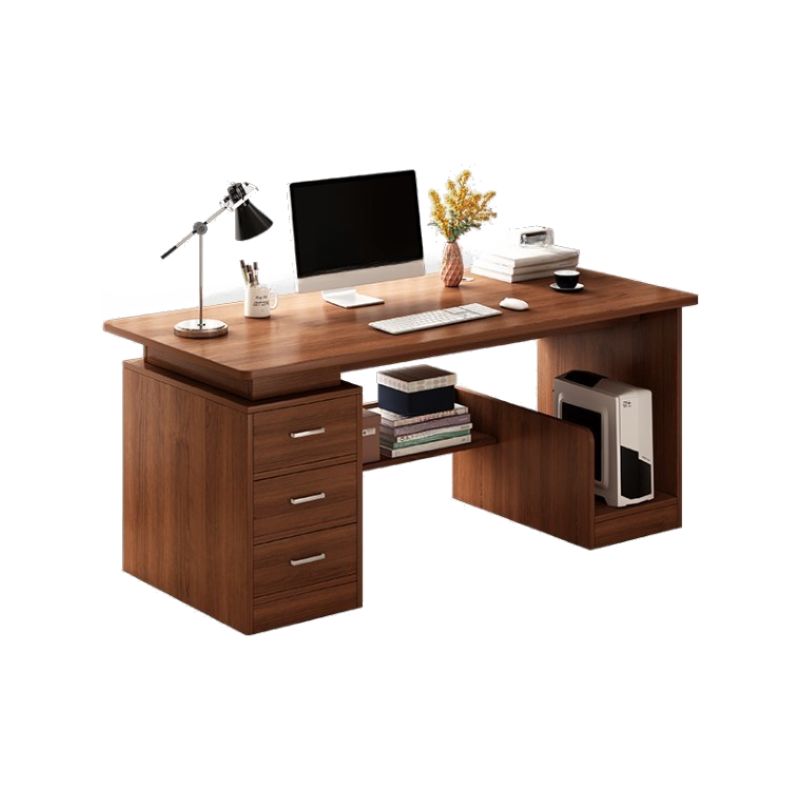 Old School Computer Desk with Secure Drawer, Sepia Rectangular ...