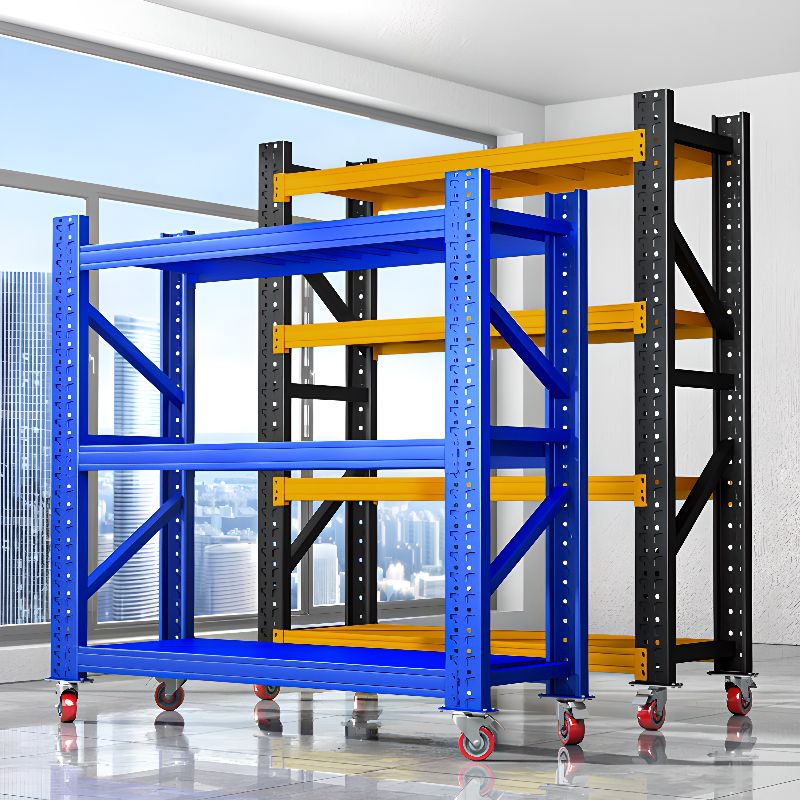 Freestanding Steel Storage Racks with Casters and 3 Shelves, Black and ...