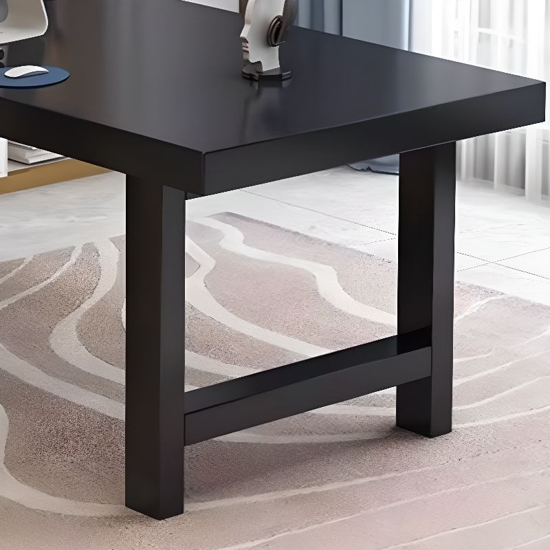 Modern Computer Work Desk with H-Shape Base, Wood Grain Rectangular ...