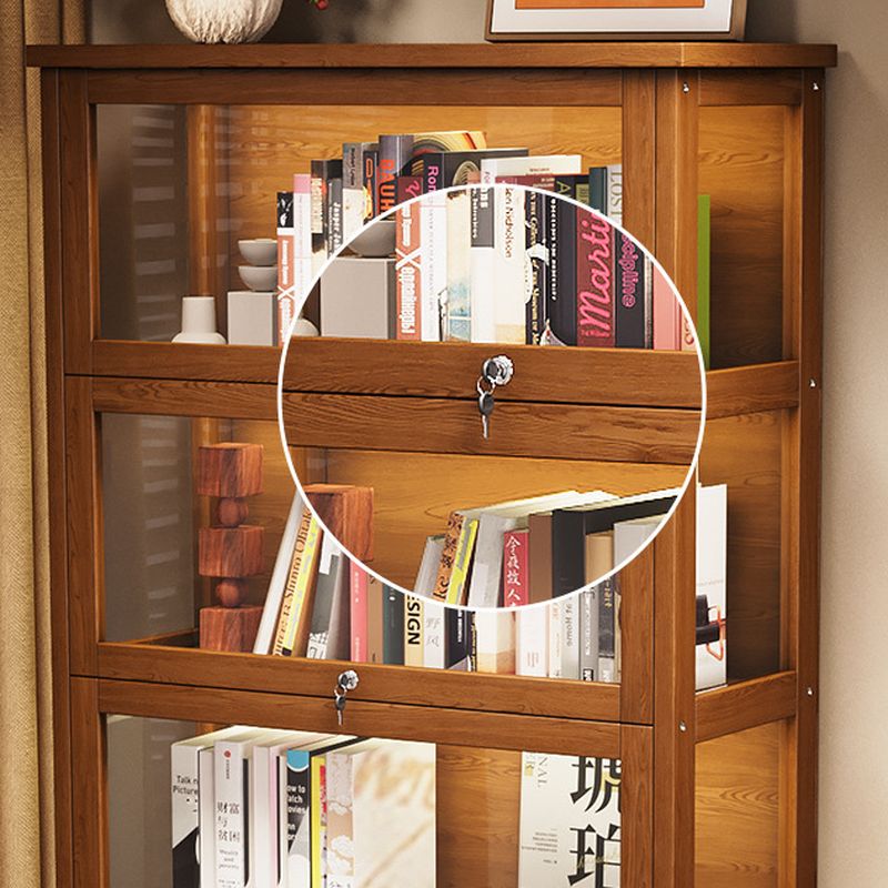 Auburn Vertical Barrister Bookcase with Transparent Glass Door, 4-Shelf ...