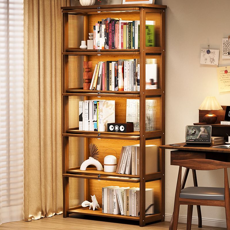 Auburn Vertical Barrister Bookcase with Transparent Glass Door, 4-Shelf ...