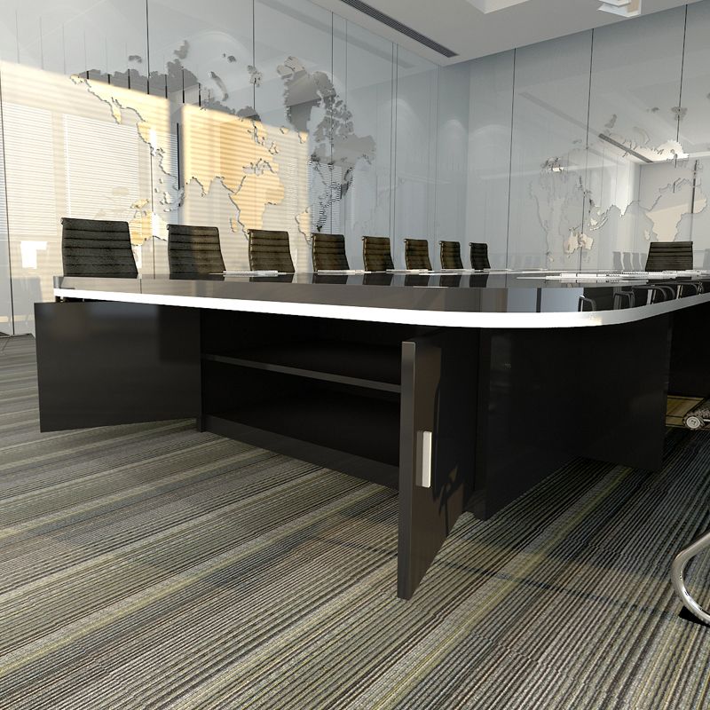 Manufactured Wood Black Conference Table in Modern Style with ...