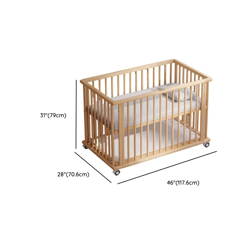 Culla portatile minimalista in legno naturale con ruote, dimensioni ...