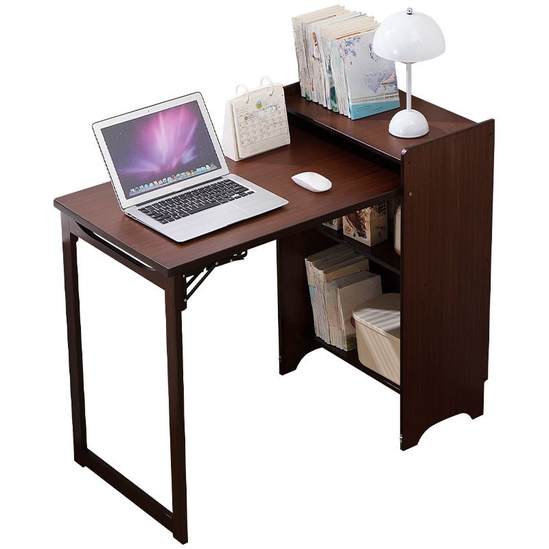 Modish Rectangle Auburn Lumber Collapsible Writing Desk with External ...