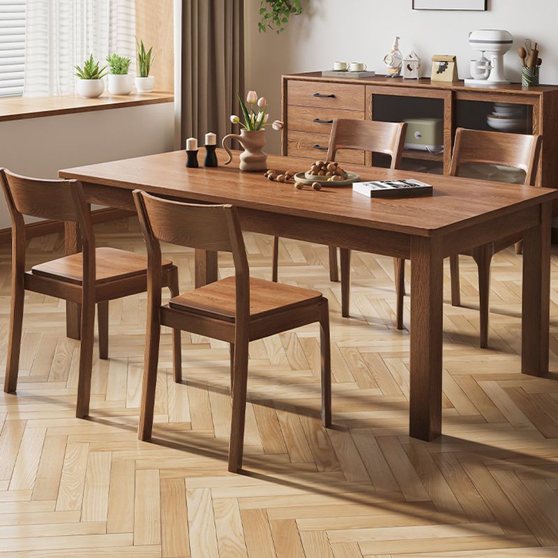 Modern Simple Style Rectangular Dining Table with Sepia Lumber Top and ...