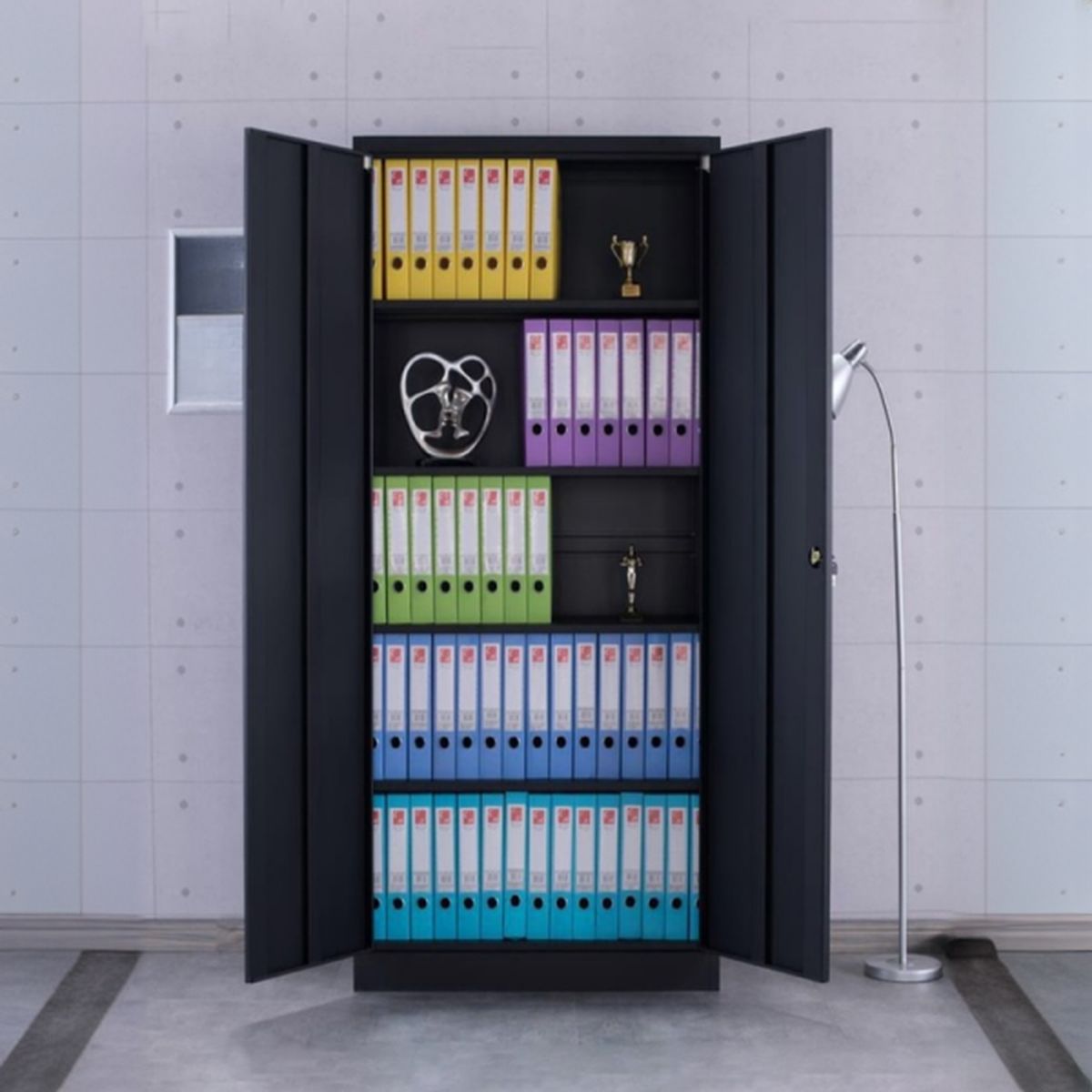 Midnight Black Trendy Steel Supplies Cabinet with Rust Resistant ...