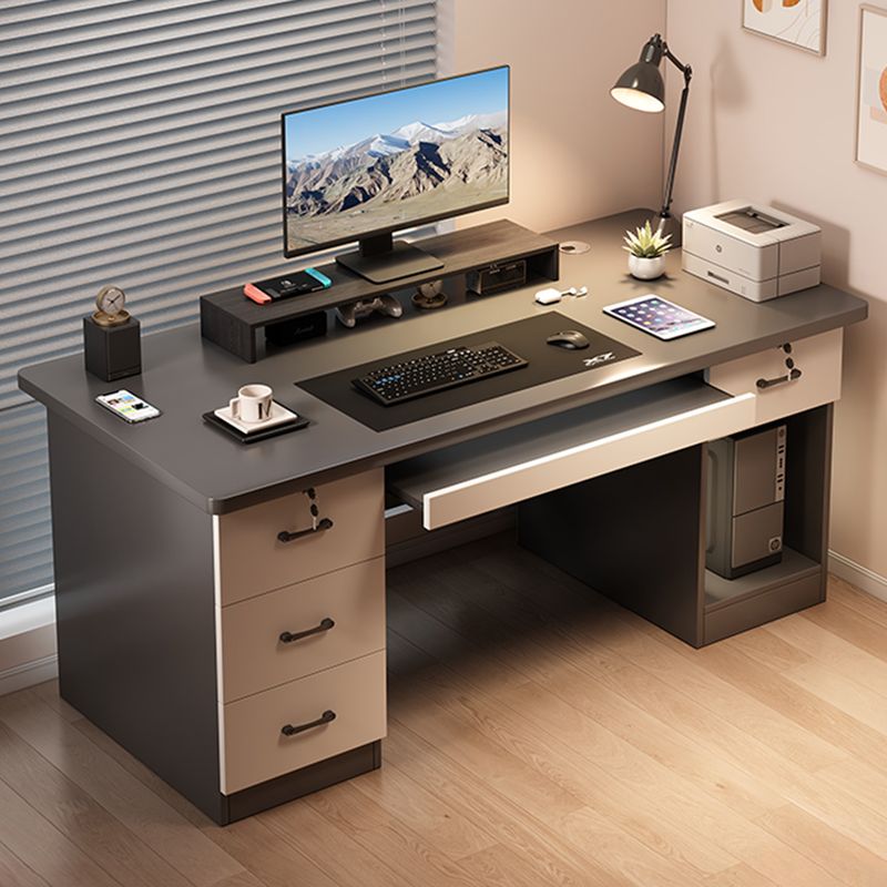 Lockable Drawer Computer Desk with CPU Storage and Cable Management ...