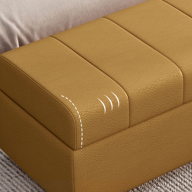 Standard Ottoman in Genuine Leather with Flip Top Storage, Light Gray ...