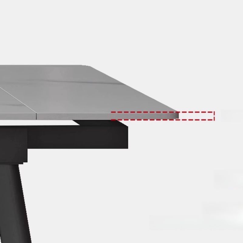 Minimalist Rectangular Dining Table with White Slate Stone Top and ...