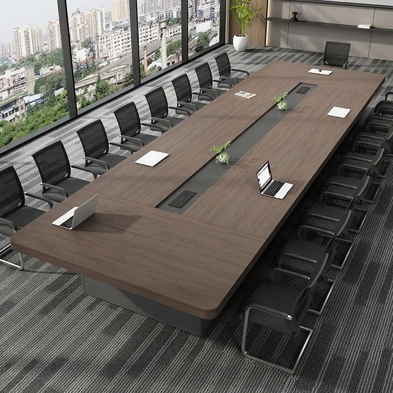 Casual Rectangular Sepia Wear Resistance Conference Room Table with ...