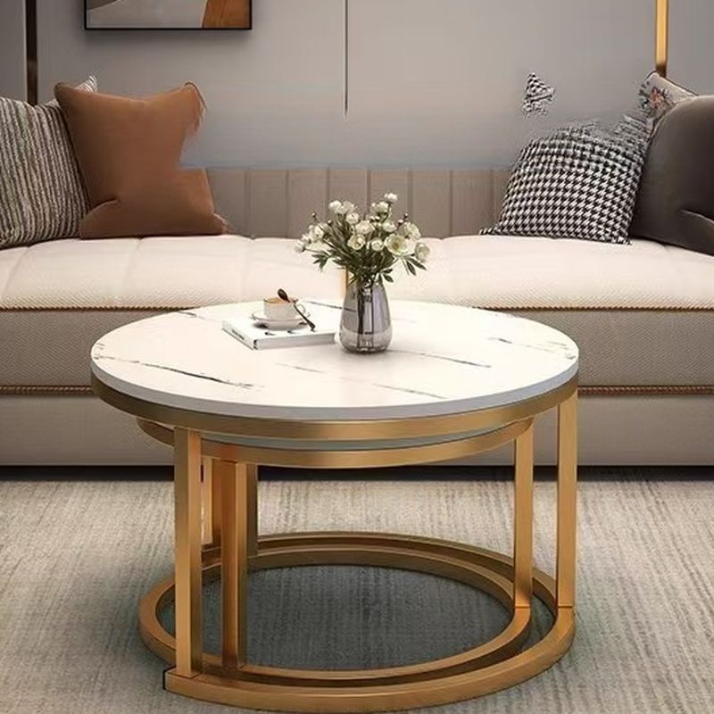 Double Nesting Circular-shaped Accent Table with Reclaimed Wood and ...