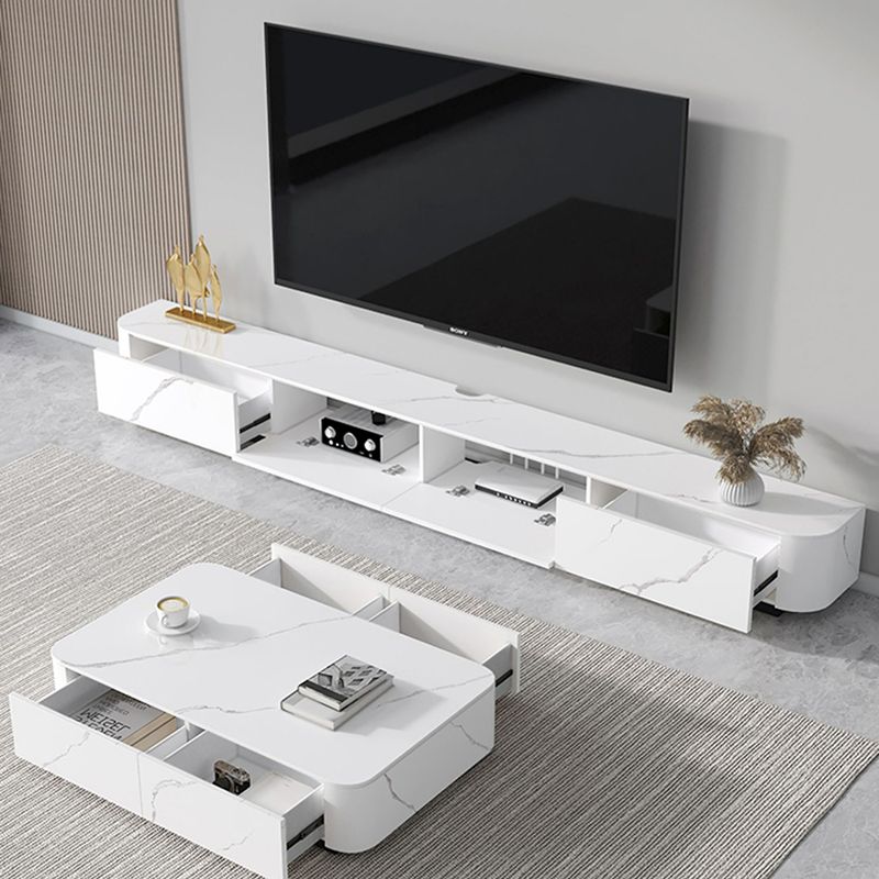 Modern Wall-fixed Rectangular TV Stand with 2 Doors for Sitting Room TV ...