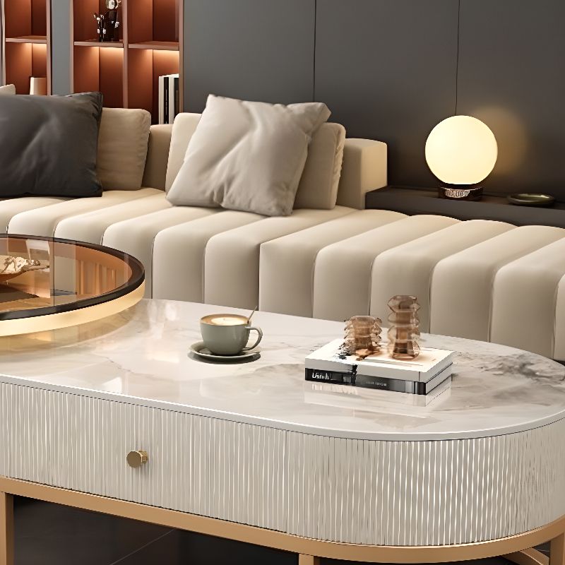 Elliptical Double Nesting Waterproof Side Table with Frame Base for ...