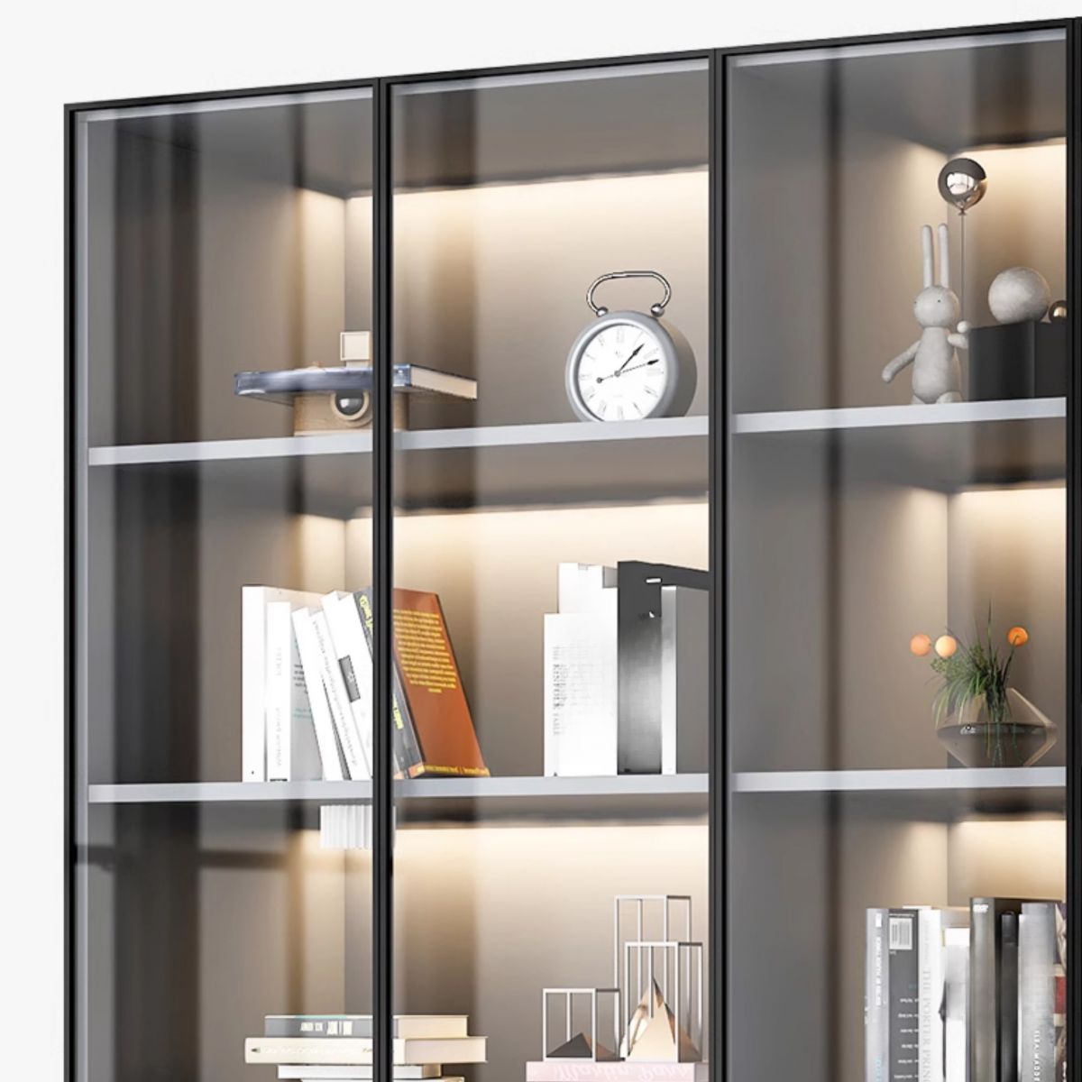 Dove Grey Vertical Bookshelves with 6 Shelves, Composite Wood ...